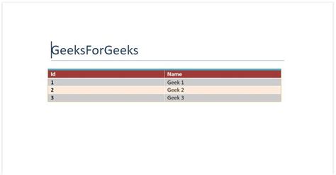 Working With Tables Python Docx Module Geeksforgeeks