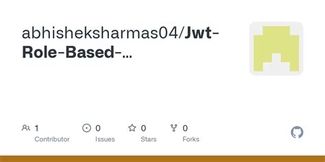GitHub Abhisheksharmas Jwt Role Based Authentication
