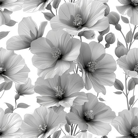Elegant Gray Scale Floral Seamless Pattern For Design Stock Image Image Of Pattern Digital