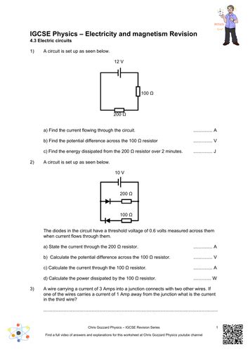 Igcse And Gcse Physics Revision Worksheets Electricity And Magnetism Teaching Resources