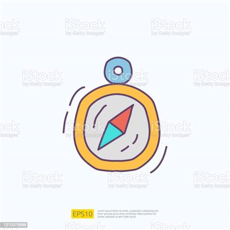 여행 휴가 투어 및 공석 개념 벡터 일러스트레이션 나침반 낙서 채우기 색상 아이콘 기호 관광에 대한 스톡 벡터 아트 및 기타