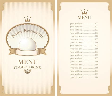 Premium Vector Menu For Restaurant With Perl