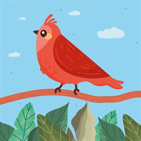 Passarinho Vermelho Vetor Premium