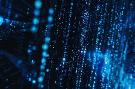 premium photo digital data stream of blue numbers and code flowing in