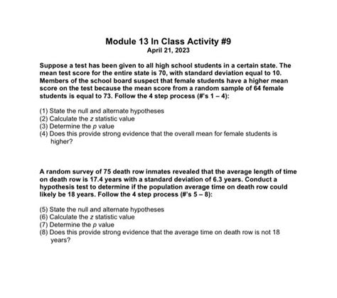 Solved Suppose A Test Has Been Given To All High School