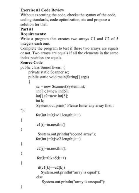 Solved Exercise 1 Code Review Without Executing The Code Chegg