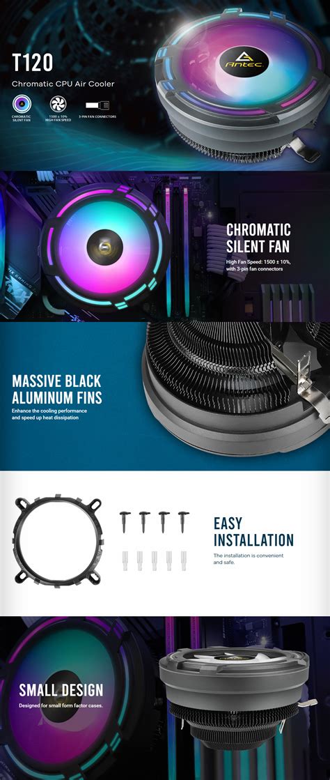 Antec T120 Chromactic Rgb Cpu Air Cooler Au