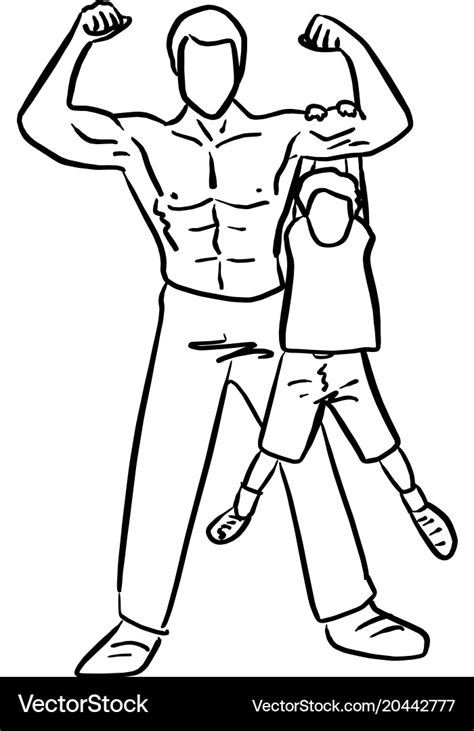 Strong Father With His Son Sketch Royalty Free Vector Image