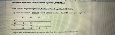 Needleman Wunsch And Smith Waterman Algorithms Pam1