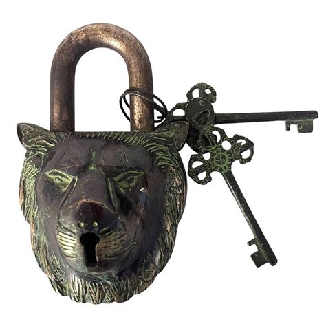 Lion Face Shape Door Lock Antique Solid Heavy Brass Safety Door Lock Etsy