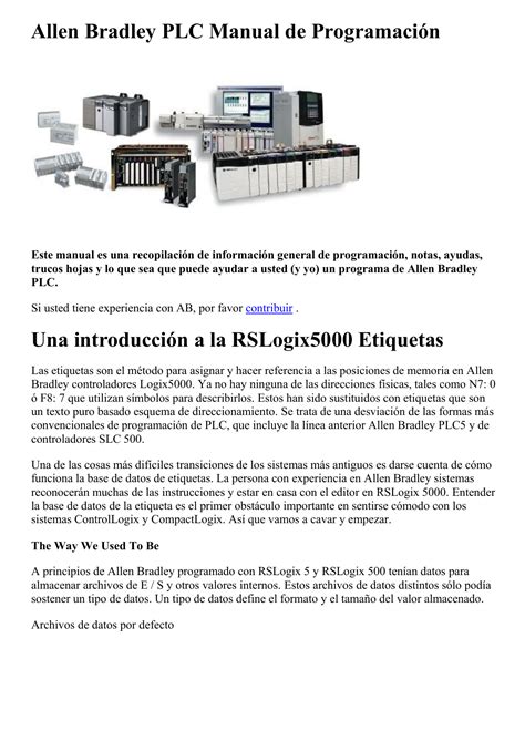 Allen Bradley Plc Manual De Programación Una Introducción A La Rslogix5000