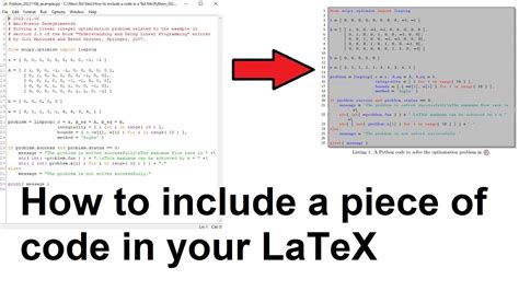 how to include a piece of code inside your report when using latex