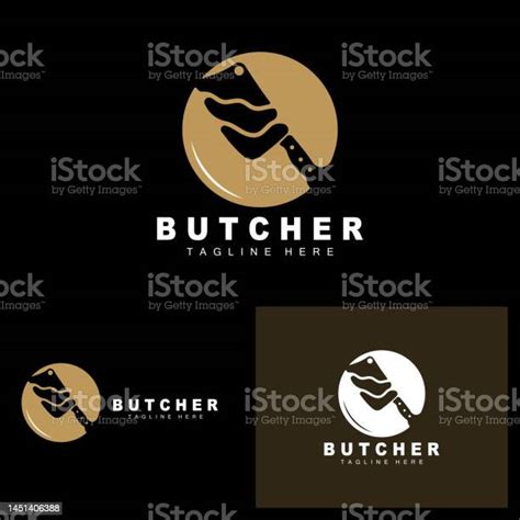 정육점 로고 디자인 칼 절단 도구 벡터 템플릿 정육점 농장 정육점 상점에 대 한 제품 브랜드 일러스트 디자인 고급에 대한 스톡