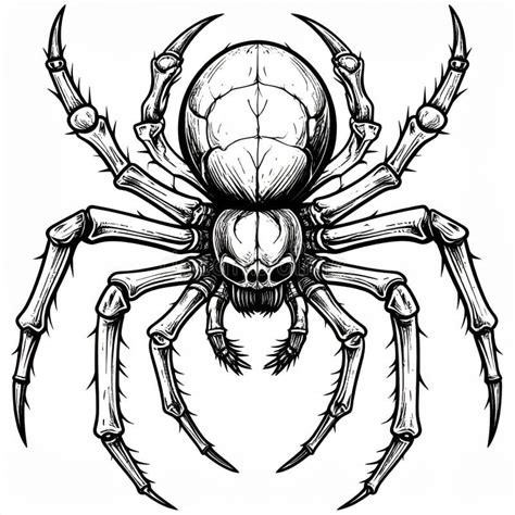 Detailed Black And White Spider Skull Drawing Stock Illustration Illustration Of Monochrome