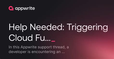 Help Needed Triggering Cloud Functions On User Verification Events In Appwrite Threads Appwrite