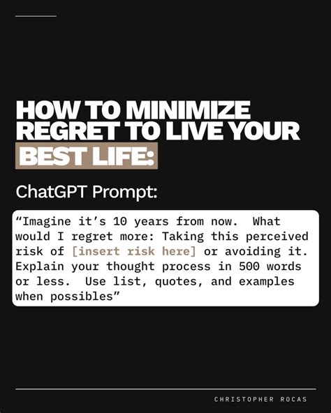 5 Chatgpt Prompts Guaranteed To Improve Your Decision Making 1 Regret Minimization Framework