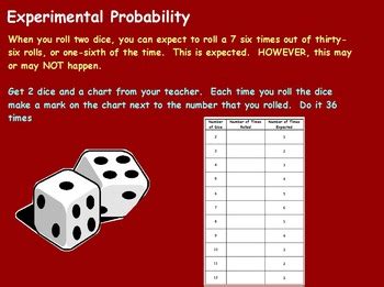 Probability Rolling The Dice Experiment Worksheet Included POWERPOINT
