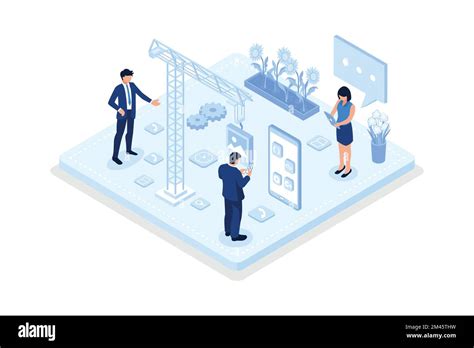 Programming User Interface Ui Design And User Experience Concept Isometric Vector Modern