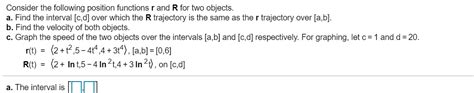 Solved Consider The Following Position Functions R And R For