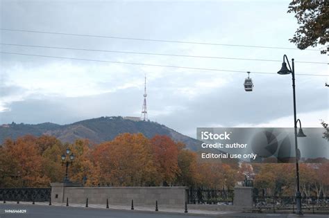 Tbilisi In November Trees With Red And Yellow Leaves On The Streets Of