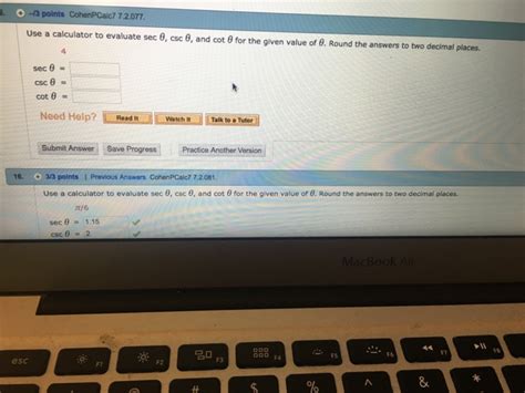 Solved Use A Calculator To Evaluate Sec Theta Csc Theta Chegg Com