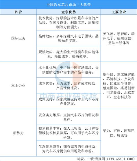 2025年中国汽车芯片企业竞争格局分析：国际巨头主导 本土企业崛起（图） 中商情报网