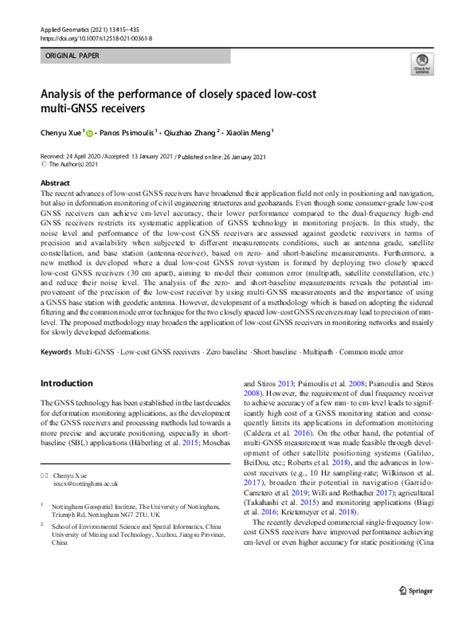 Pdf Analysis Of The Performance Of Closely Spaced Low Cost Multi Gnss Receivers