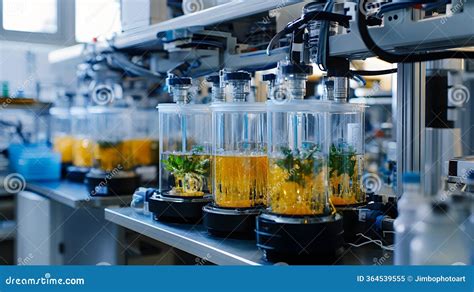 Innovative Bioreactor Showcasing Vibrant Plant Growth In A Laboratory