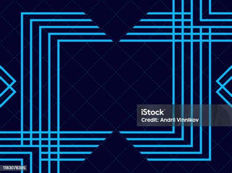 아르 데코 프레임입니다 빈티지 선형 테두리입니다 선의 파란색입니다 1920 년대와 1930 년대의 스타일 벡터 일러스트레이션 1920 1929 년에 대한 스톡 벡터 아트 및