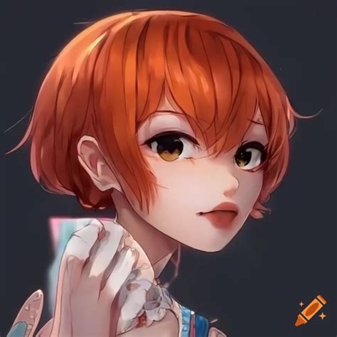 Anime Girl With Short Orange Hair