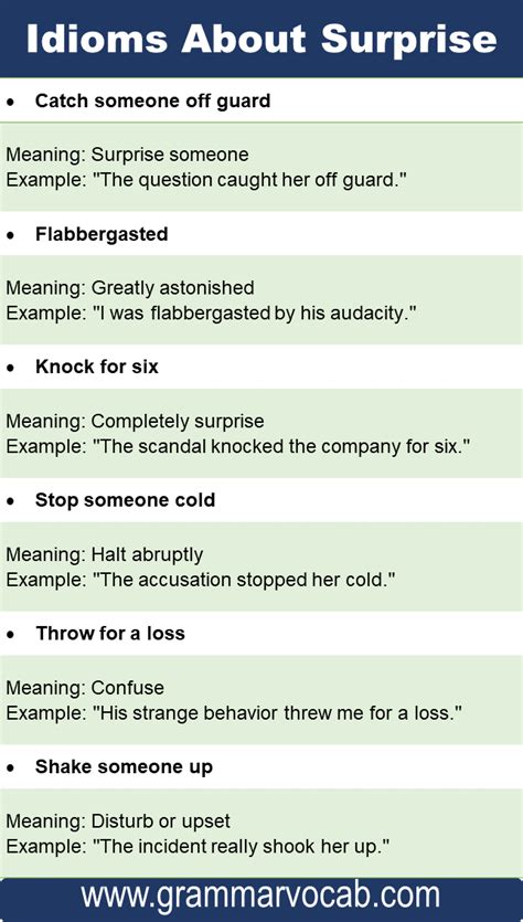 Idioms About Surprise With Meaning And Examples Grammarvocab