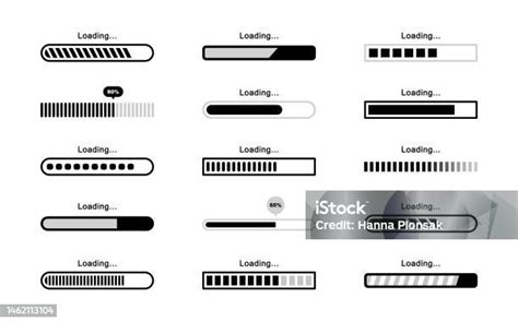 Loading Bar Icon Set Load Signs Download Indicator Sign Progress