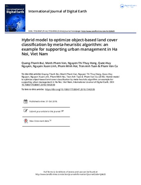 Pdf Hybrid Model To Optimize Object Based Land Cover Classification By Meta Heuristic