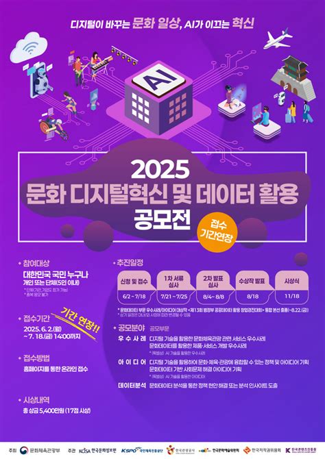[문화체육관광부] 2025 문화디지털혁신 및 데이터 활용 공모전 기간연장 공모전 슈퍼투데이 이벤트 공모전 응모 정보