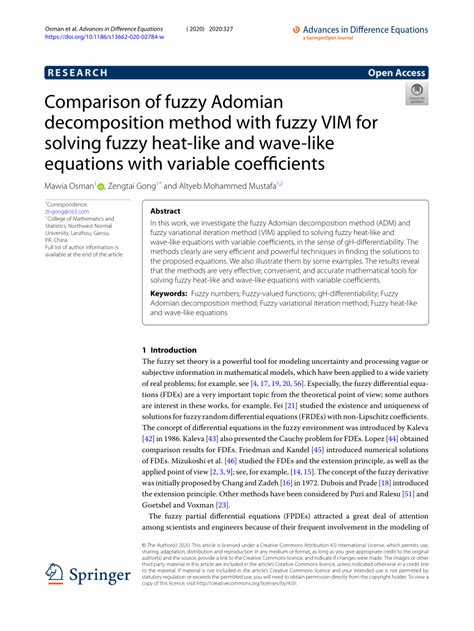 Pdf Comparison Of Fuzzy Adomian Decomposition Method With Fuzzy Vim For Solving Fuzzy Heat