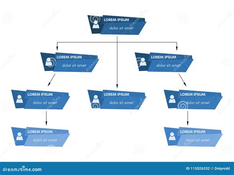 Blue Business Structure Concept Corporate Organization Chart Scheme Stock Vector Illustration
