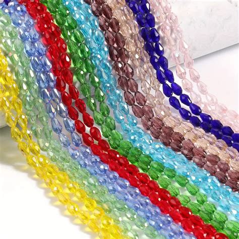 Ab 컬러 8mm X 12mm 워터드롭 모양의 반짝이는 다면체 유리 Loose Beads 52개 세 Temu Korea