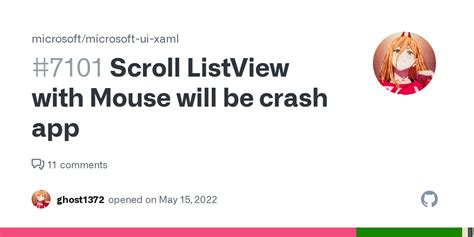 Scroll Listview With Mouse Will Be Crash App · Issue 7101 · Microsoft