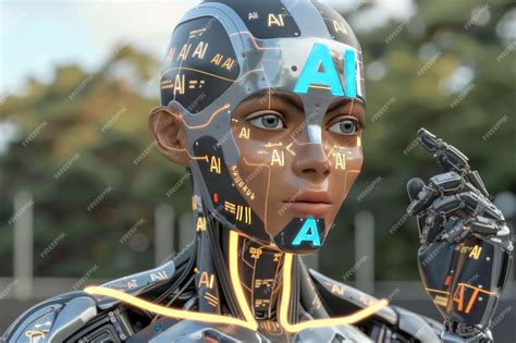 Futuristic Ai Robot With Holographic Interface Modern Technology Digital Innovation Advanced Com