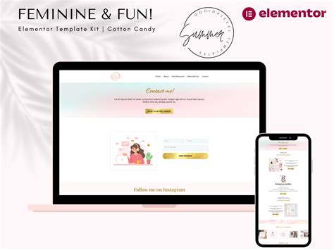 Elementor Pro Template Kit Website Feminine Coaching Website Cotton Candy Wordpress