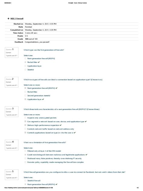 Firewall Quiz Attempt Review Pdf Firewall Computing Security