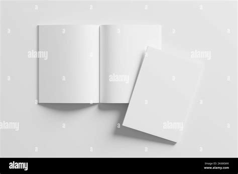 US Letter Size Magazine Brochure 3D Rendering White Blank Mockup Stock
