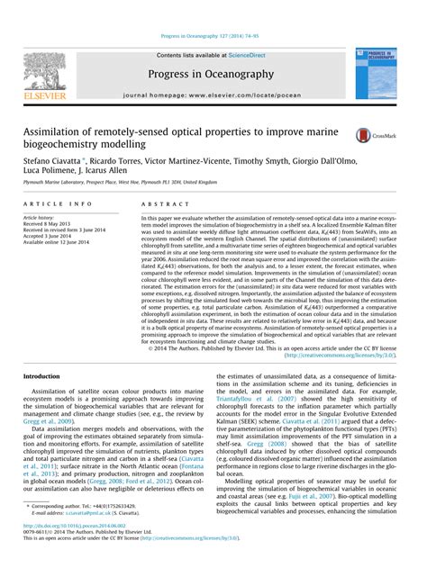 Pdf Assimilation Of Remotely Sensed Optical Properties To Improve