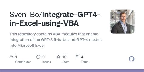 GitHub Sven Bo Integrate GPT4 In Excel Using VBA This Repository