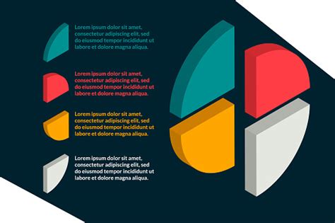 3d 아이소메트릭 인포 그래픽 다이어그램 데이터 시각화 템플릿 4 옵션 제목 및 텍스트 요소에 대 한 장소 프로세스 차트 보고서 배너 프리 젠 테이 션 편집 가능한 Eps