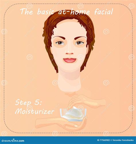 Young Woman Cares And Protects Her Face With Moisturizer Stock Vector Illustration Of Product