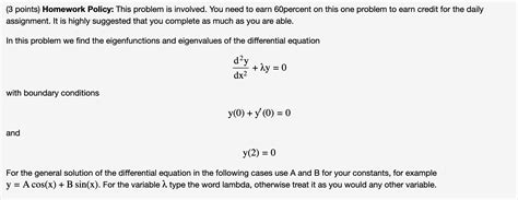 Solved 3 Points Homework Policy This Problem Is Involved
