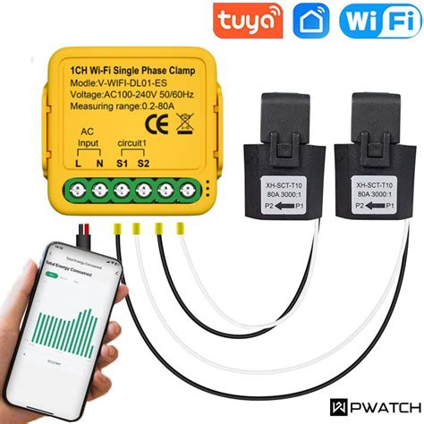 Tuya Smart Life Wifi Energy Meter 80a With Current Transformer Clamp Kwh Power Monitor