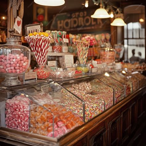 A Vintage Candy Shop Counter With An Array Of Hard Candies And Classic