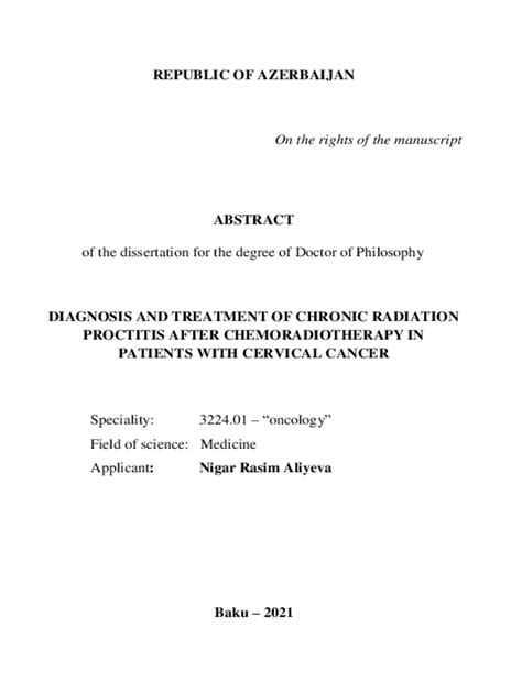 Fillable Online Radiation Proctitis Current Strategies In Management